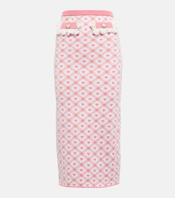 Alessandra Rich Checked Jacquard Midi Skirt