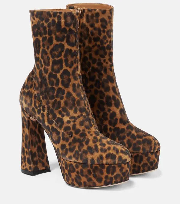 GIANVITO ROSSI Leopard-print Suede Platform Ankle Boots