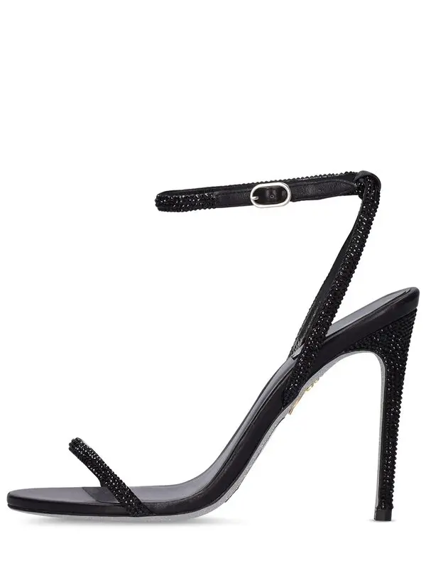 Rene Caovilla 105mm Ellabrita Satin Crystal Sandals In Black