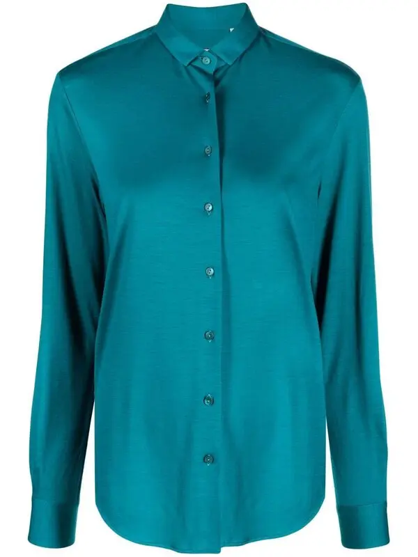 XACUS Curved-hem Virgin Wool Shirt