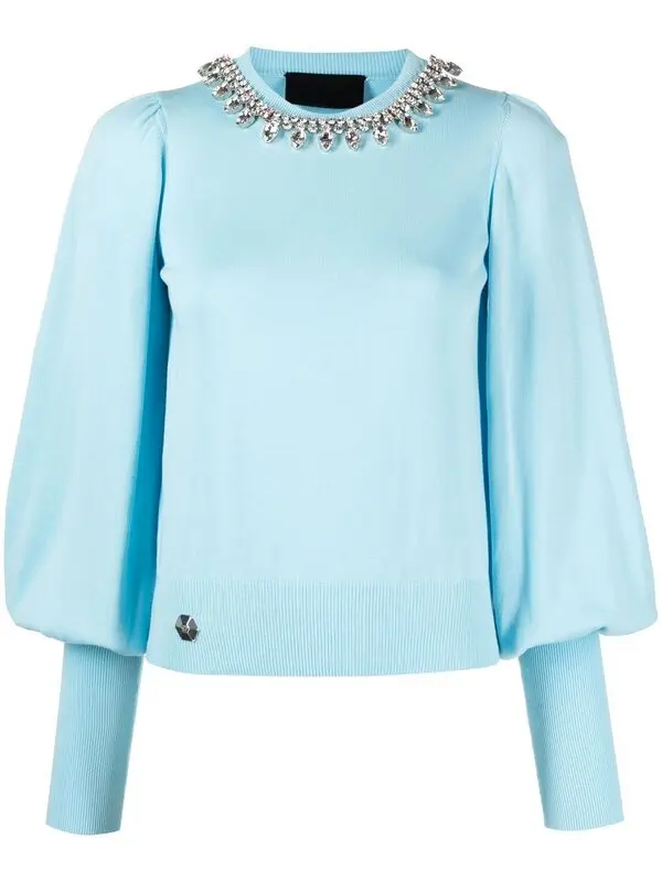 Philipp Plein Rhinestone-embellished Jumper - Blue
