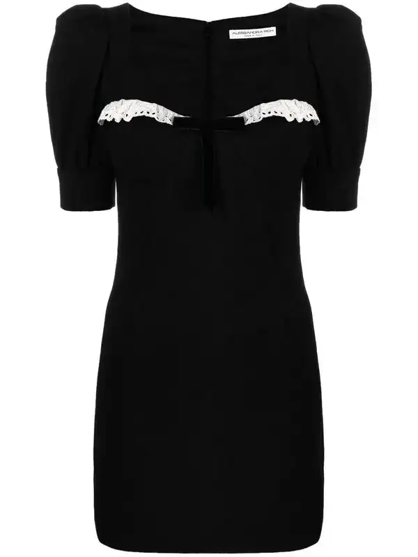 Alessandra Rich Lace-Trim Mini Dress In Black - 63% Off | Editorialist