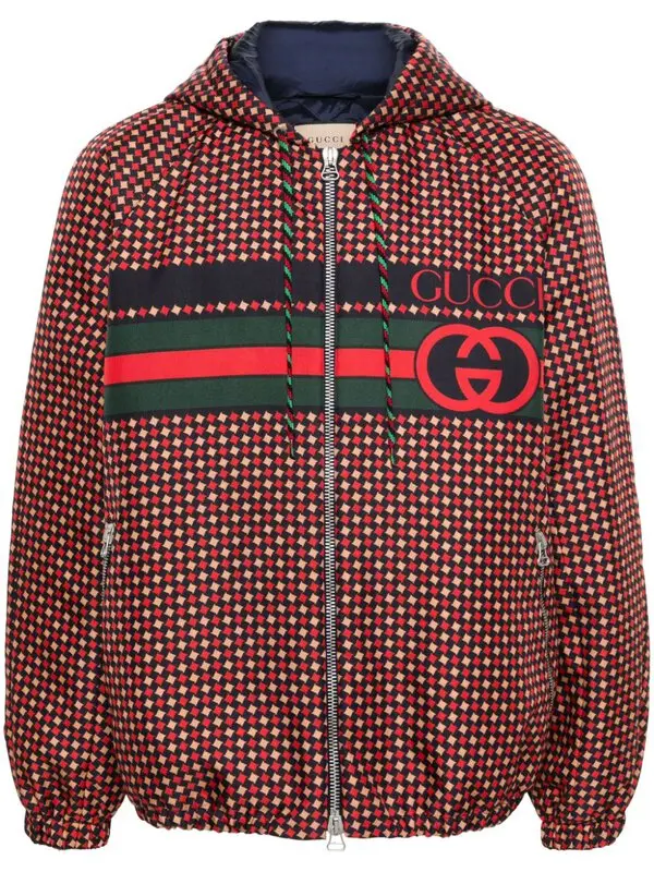 Gucci Interlocking Gg Hooded Jacket - Red