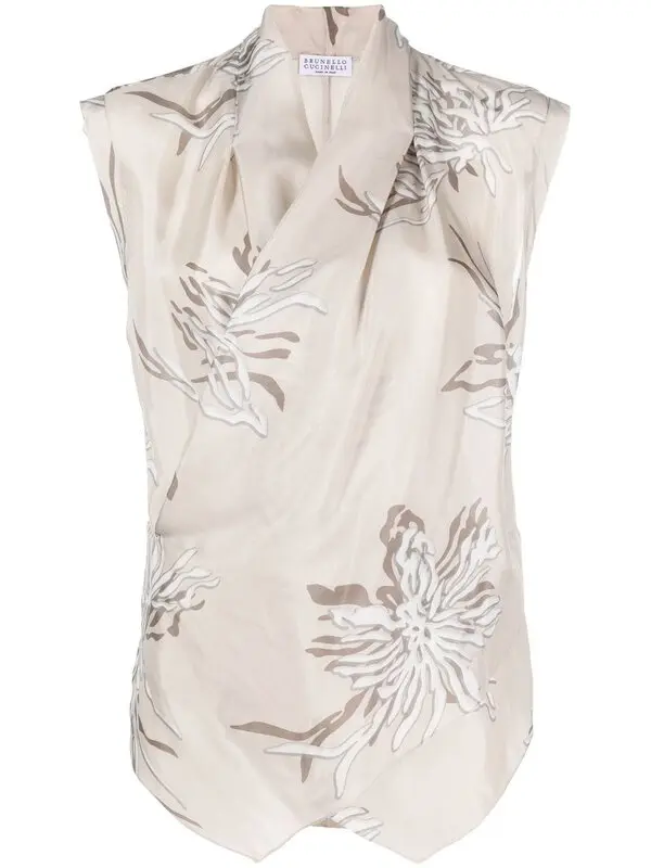 Brunello Cucinelli Abstract-print Silk Blouse