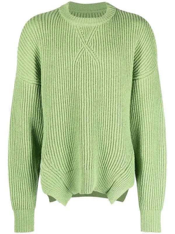 JIL SANDER Ribbed Wool-cotton Sweater - Green