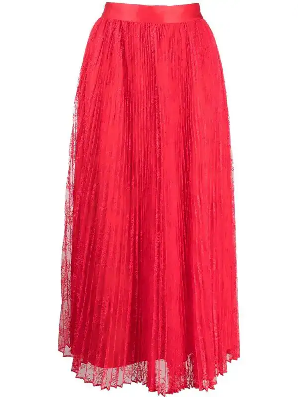 Twinset Lace-Trim Pleated Skirt In Red 91% Off Editorialist