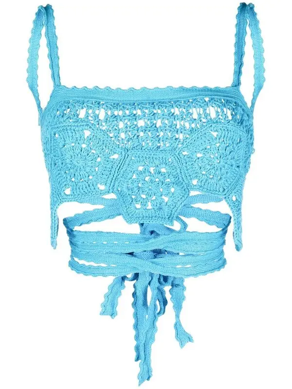 Alanui Blooming Flowers Crochet Knit Top