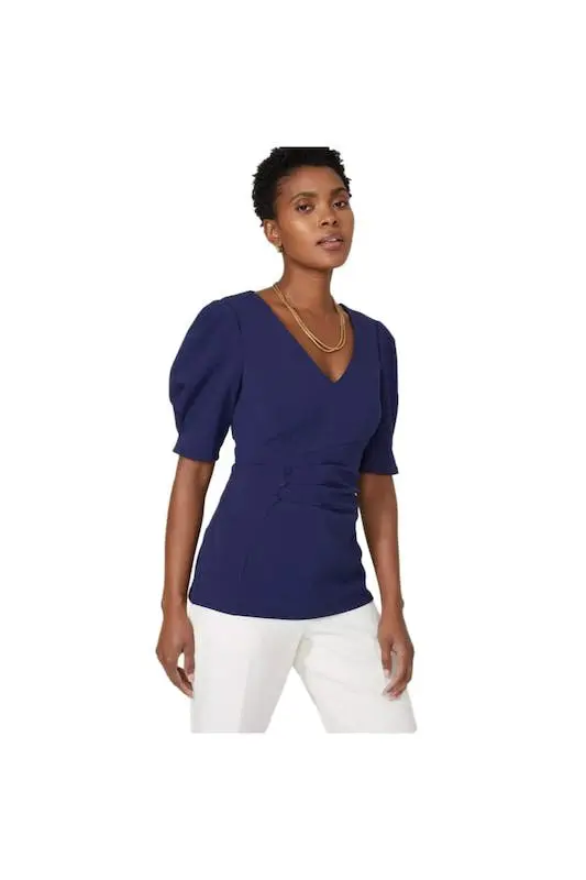 Principles Womens/ladies Button Detail Top - Blue | Editorialist