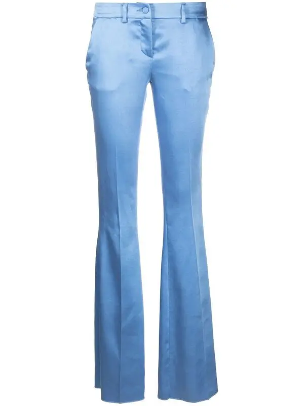 Philipp Plein Flared Satin Trousers - Blue