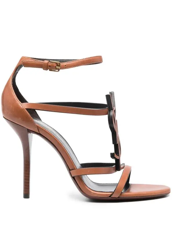 Saint Laurent 100mm Cassandra Sandals - Brown