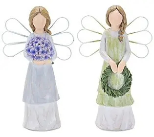 MELROSE Angel Figurine With Floral And Wreath