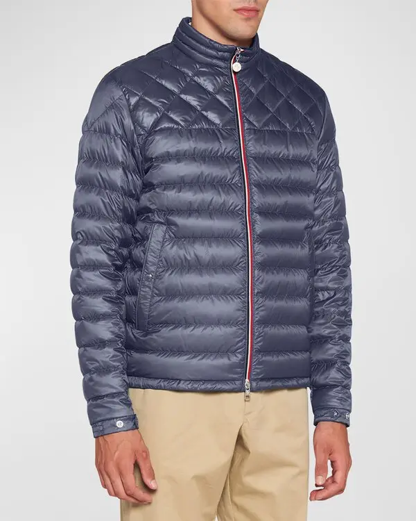 Moncler Benamou Tricolor Quilted Down Jacket - Blue