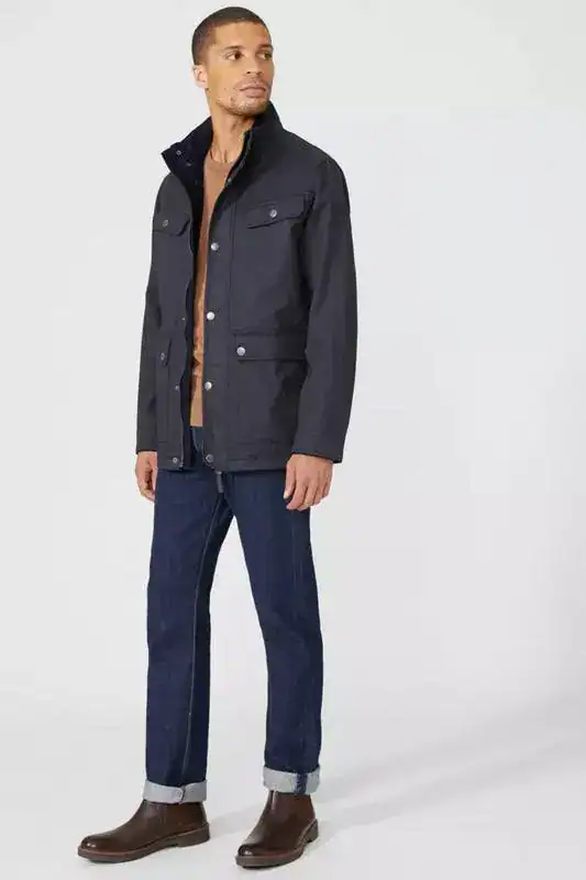 Maine Waxed Funnel Neck Jacket Blue Editorialist