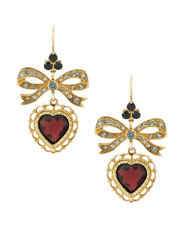 Dolce & Gabbana 18k Yellow Devotion Rhodolite Garnet Earrings