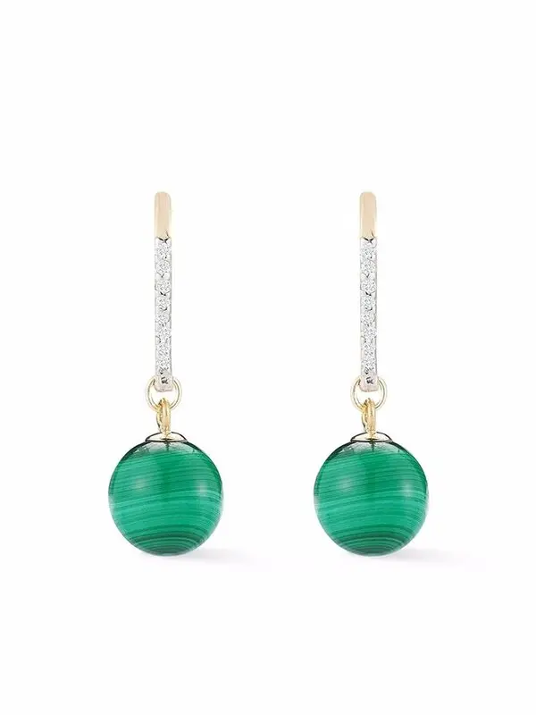Mateo 14kt Yellow Malachite And Diamond Drop Earrings