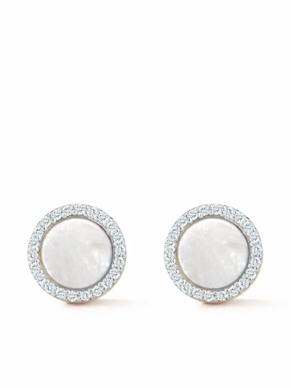 Mateo 14kt Yellow Mother Of Pearl And Diamond Stud Earrings