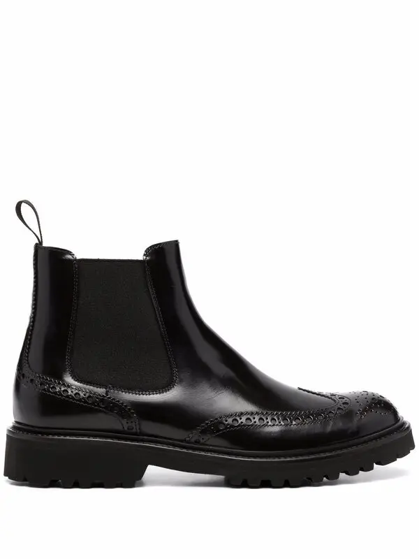 SCAROSSO Slip-on Brogue Boots - Brown