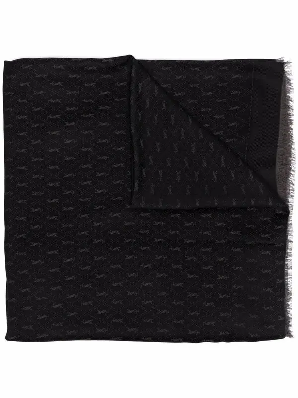 Saint Laurent Monogram Fine-knit Scarf - Black