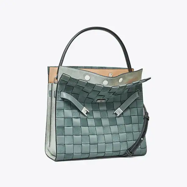 Tory Burch Lee Radziwill Woven Double Bag In Arctic - 37% Off