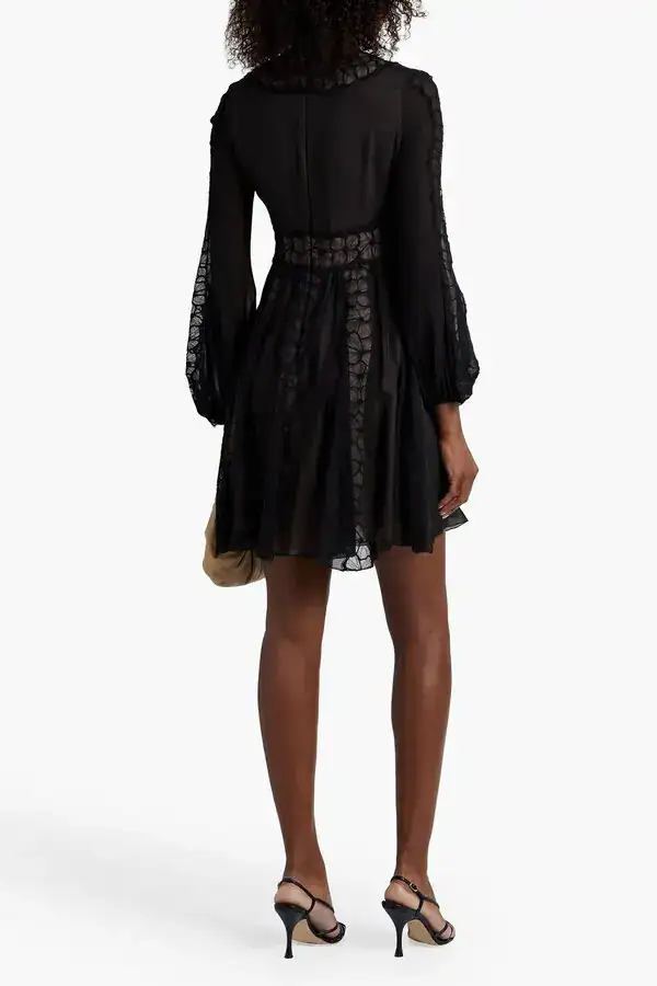 Giambattista Valli Lace-Trimmed Silk-Chiffon Mini Dress In Black - 70% Off 
