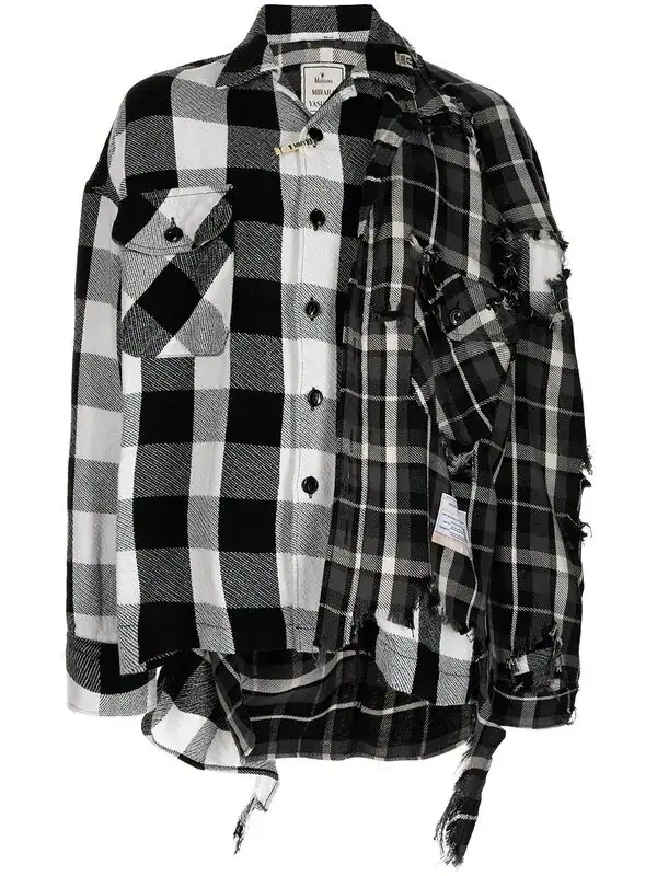 Mihara Yasuhiro Plaid Check-Print Button-Up Shirt In Black - 27