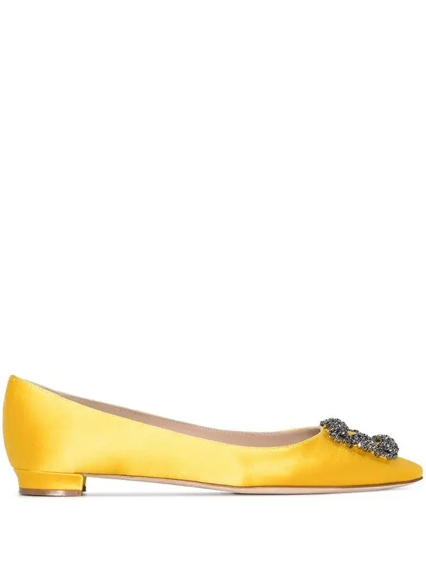 Manolo Blahnik Hangisi Ballerina Shoes - Yellow