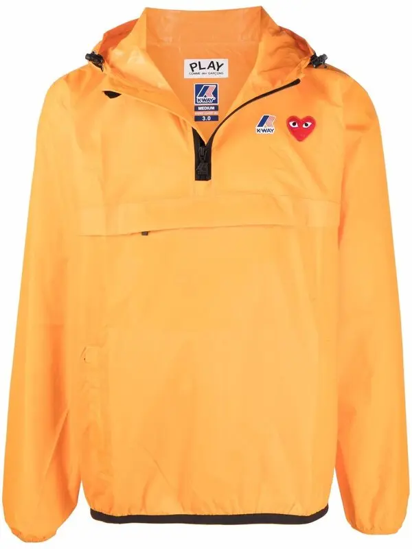 Play Comme Des Garcon X K-way Pullover Hooded Jacket - Orange