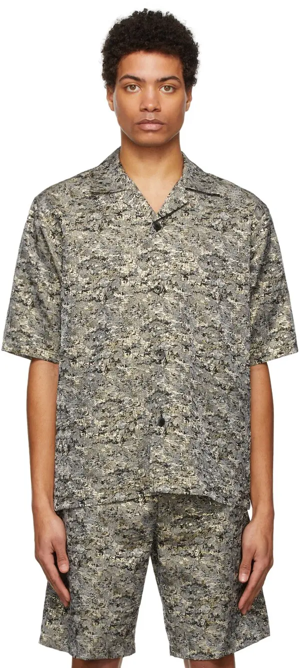 Needles Black & Gold Double Weave Cabana Shirt In A-Abstract - 67 