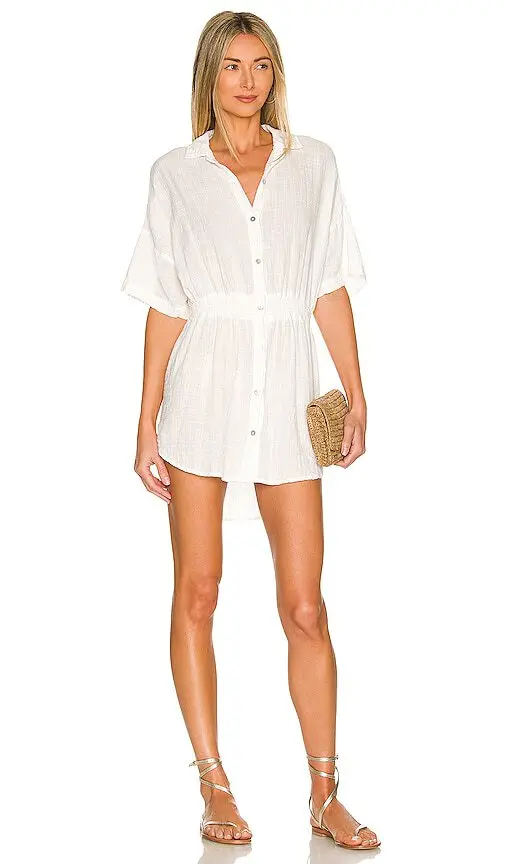 white beach tunic dress White Swim Suit Cover Up White Beachwear Lace Patchwork Tunic Pareo Be –  Find me Pretty main image 1
