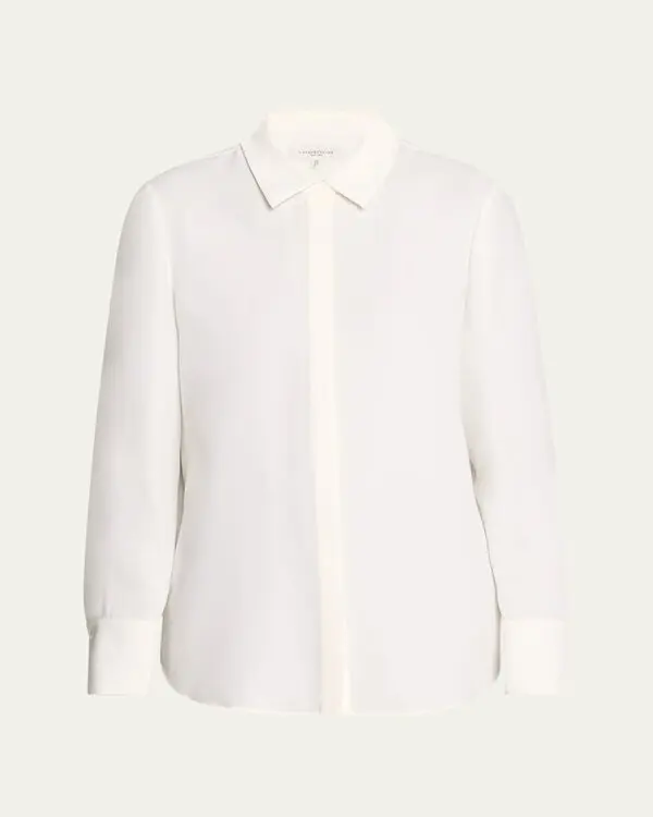 Lafayette 148 New York Scottie Silk Blouse - Cloud