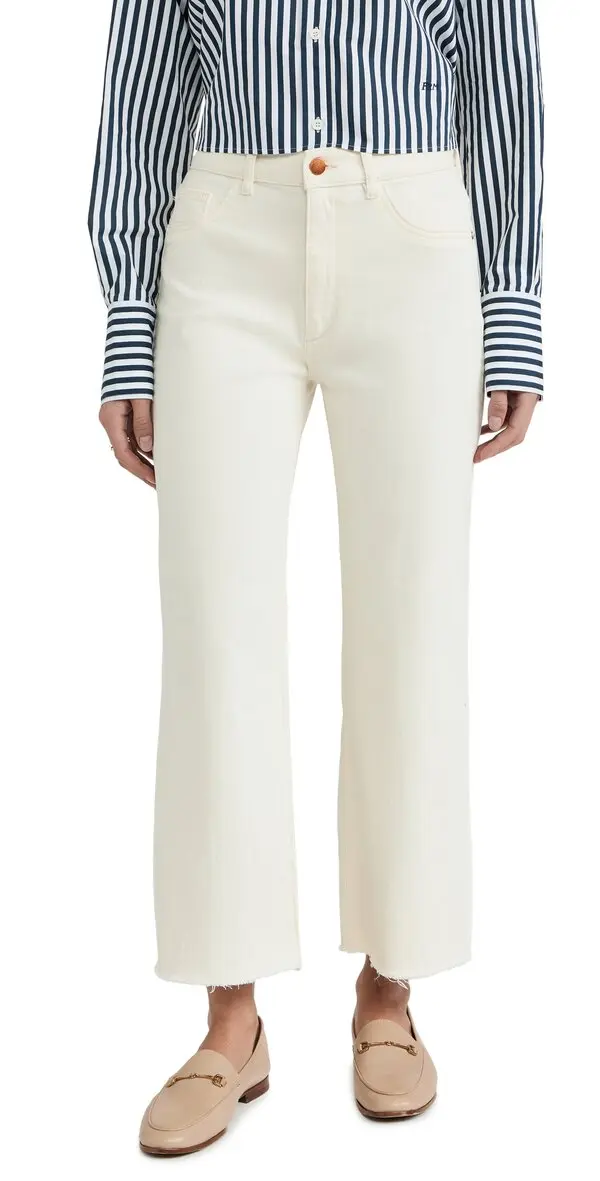 DL1961 Hepburn Wide-leg High-rise Jeans - Eggshell