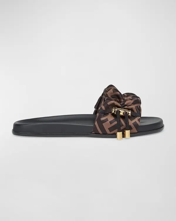 Fendi Illusion Ff Slide Sandals - Tabacco Nero