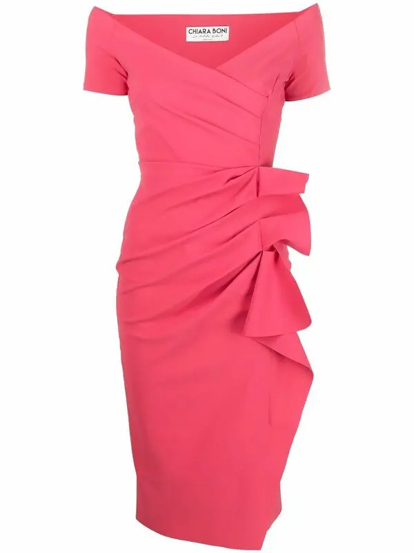 Chiara Boni La Petite Robe Gathered-Detail Dress Pink Editorialist