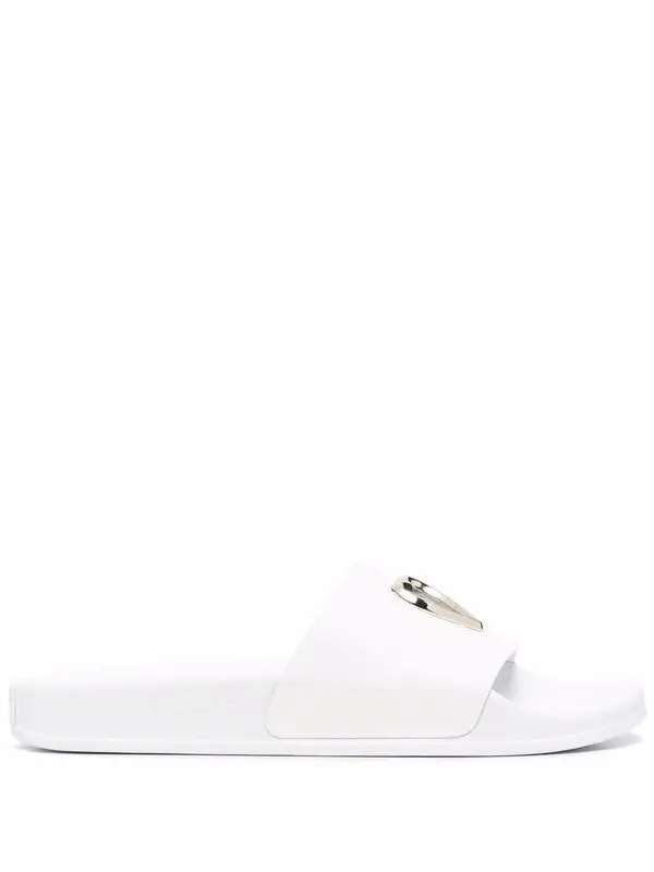 Red Valentino Heart Plaque Slides - White