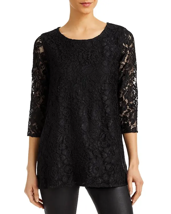 Caroline Rose Lace Tunic - Black