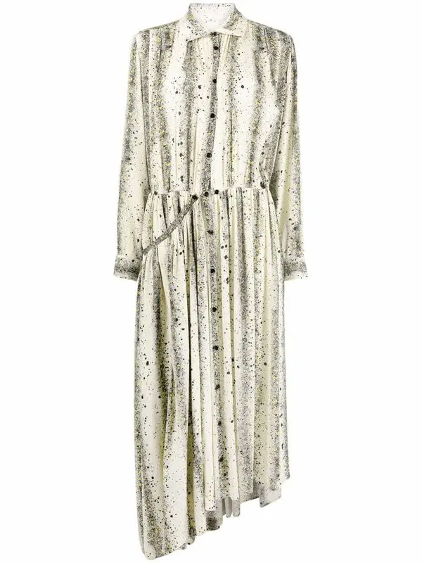 Lemaire Splatter-Print Midi Shirt Dress - Yellow | Editorialist