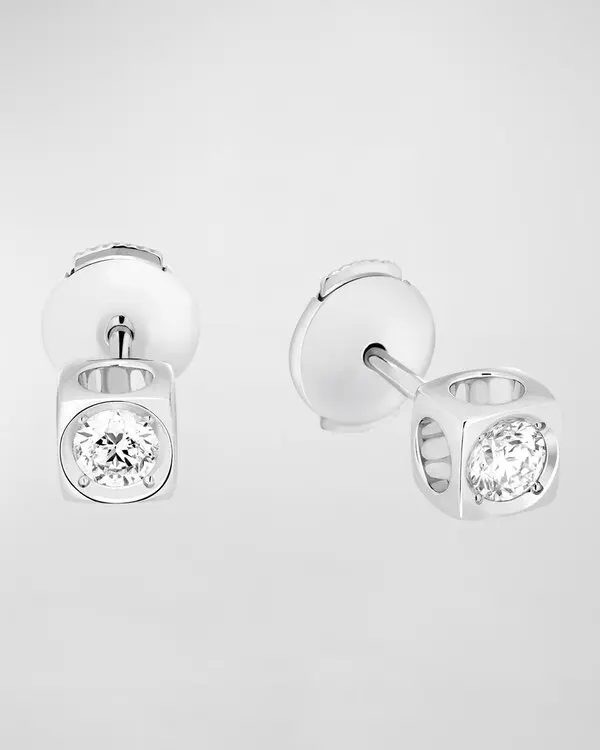DINH VAN White Gold Le Cube Diamond Stud Earrings