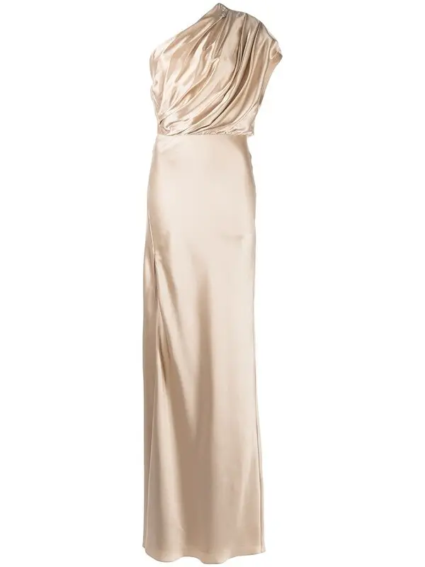 Michelle Mason Asymmetric Gown - Brown