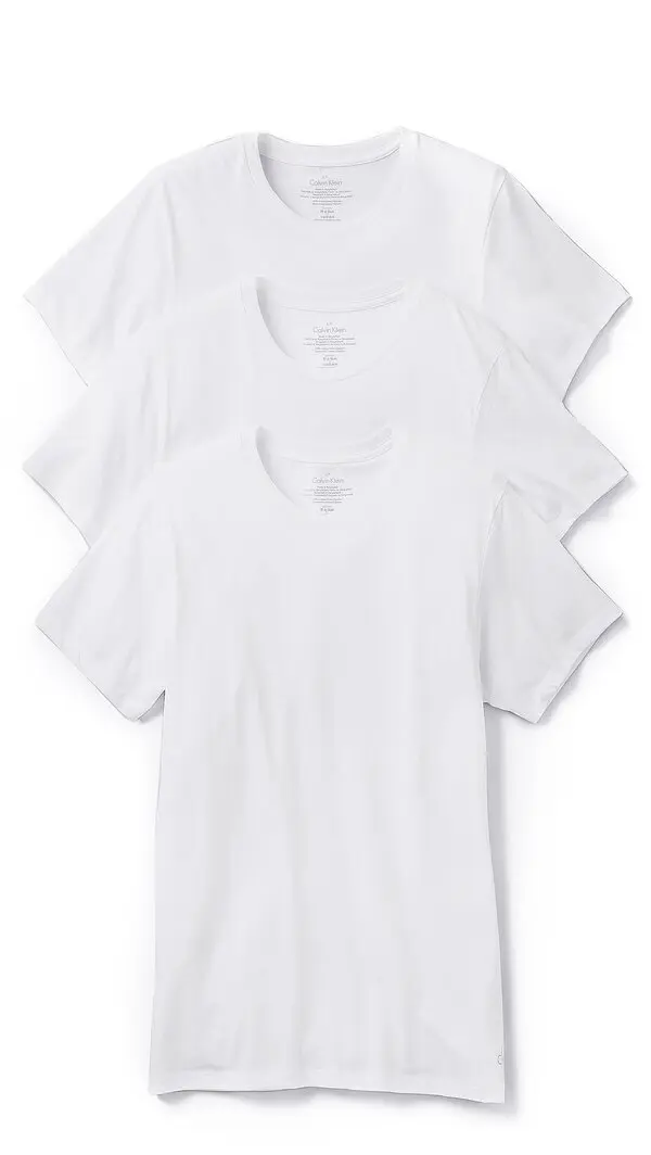 Calvin Klein Cotton Stretch Classic Fit Crew Neck T-shirt 3 Pack - White
