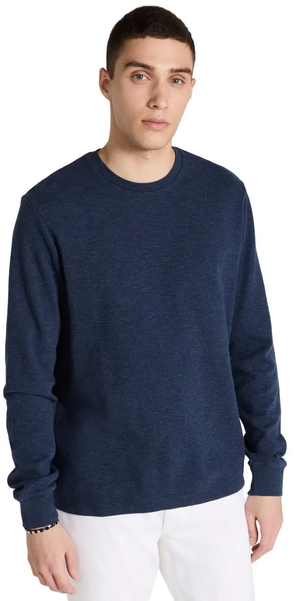 FRAME Long Sleeve Crewneck Top - Heather Midnight