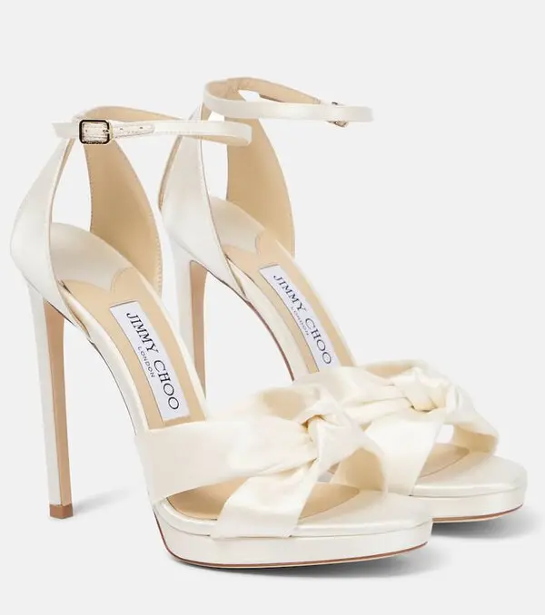 JIMMY CHOO Rosie 120 Satin Sandals - White