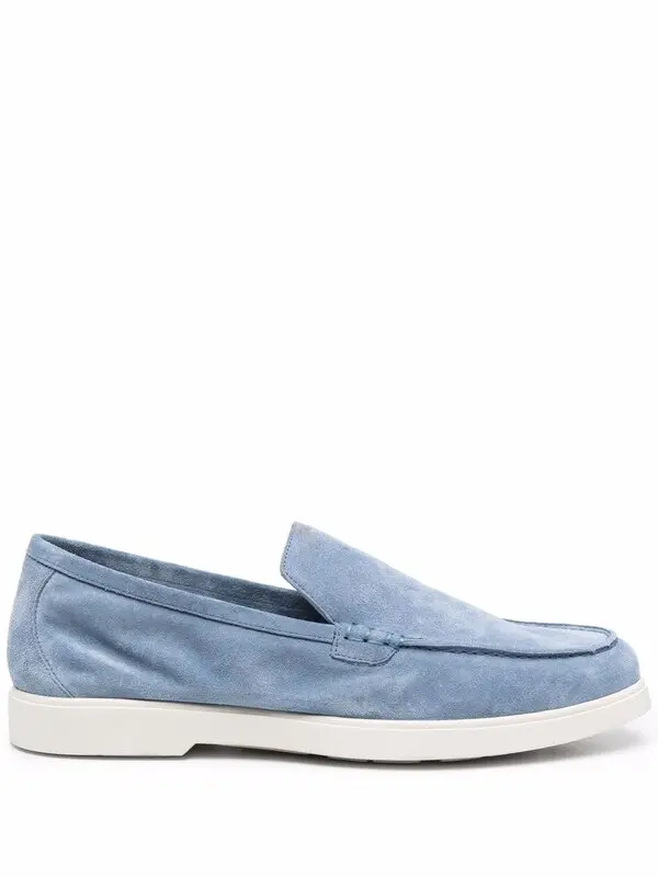 MOORER Suede Slip-on Loafers - Blue