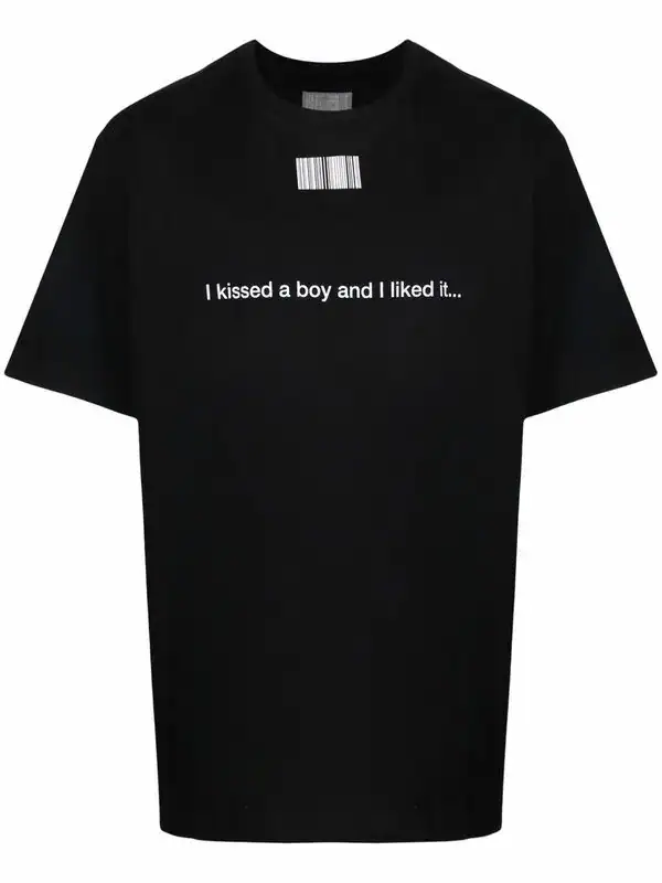 Vtmnts I Kissed A Boy T-Shirt In Black - 45% Off | Editorialist