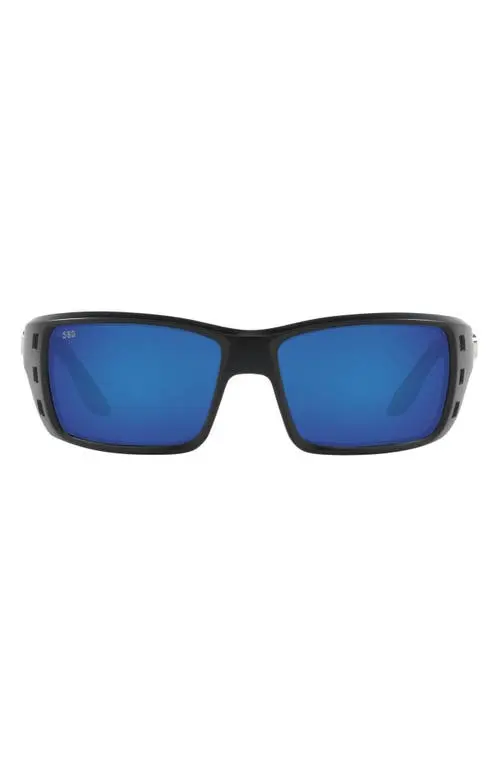 COSTA DEL MAR 63mm Polarized Rectangular Sunglasses - Black Flow