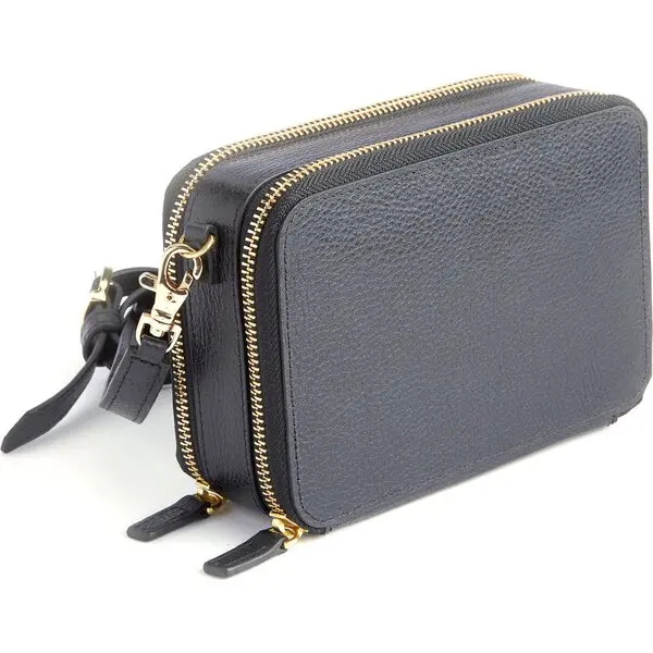 ROYCE NEW YORK Leather Crossbody Camera Bag - Black