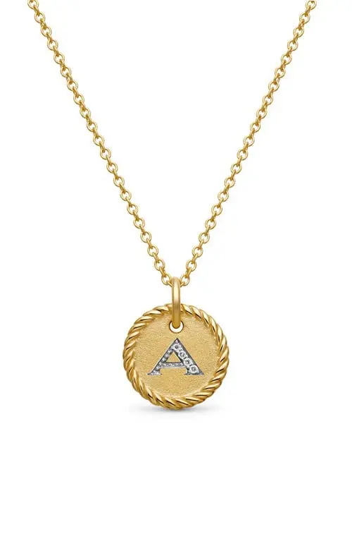 David Yurman Cable Collectibles Diamond Initial Pendant Necklace - A