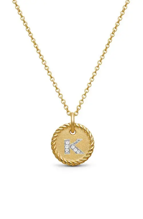 David Yurman Cable Collectibles Diamond Initial Pendant Necklace - K