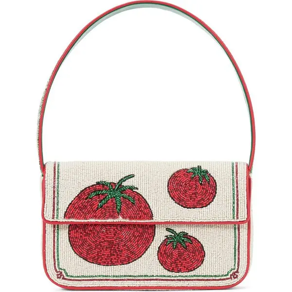 Staud Tommy Beaded Shoulder Bag - Tomato