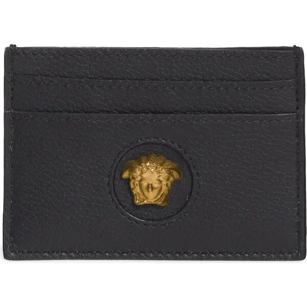 Versace Medusa Leather Card Case - Black-versace Gold