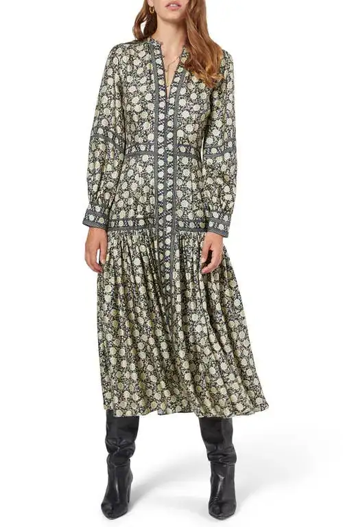 Joie Seesila Long Sleeve Silk Maxi Dress - Caviar Multi | Editorialist